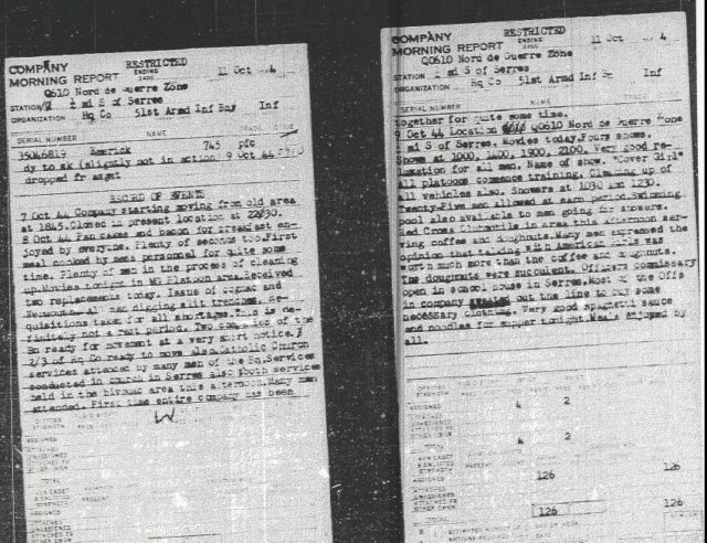 Company Morning Reports Tell A Story | WWII Research & Writing Center