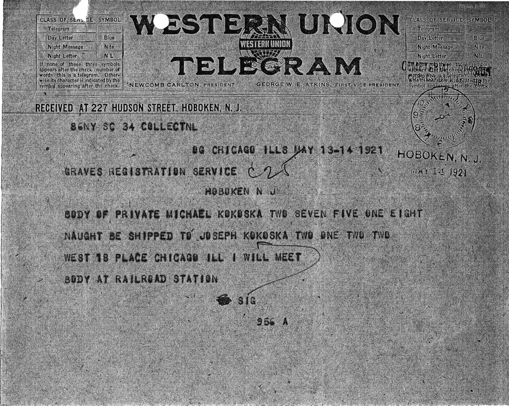 Michael’s telegram remains in Chicago | WWII Research & Writing Center